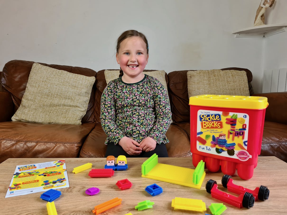 Introducing Erin to retro toys: Stickle Bricks and Plasticine - Me, him ...